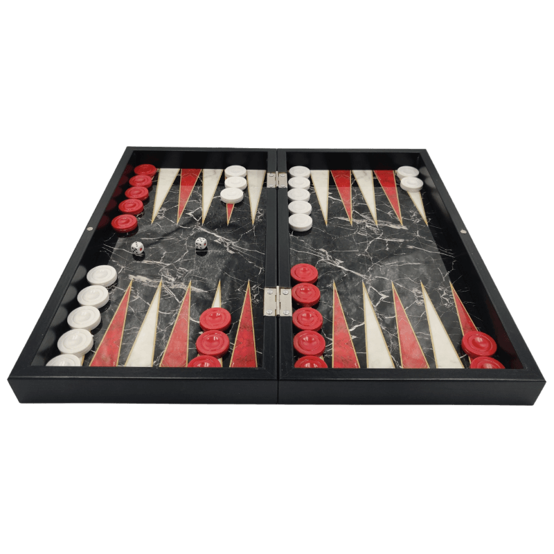 Black Marble Backgammon combi set - The Game Room