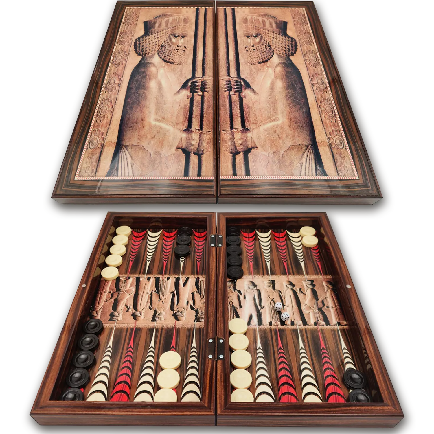 Backgammon spel met Korush artwork - The Game Room