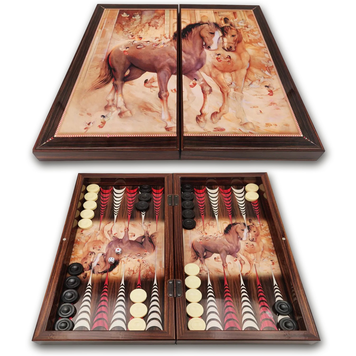 Backgammon spel met Korush artwork - The Game Room